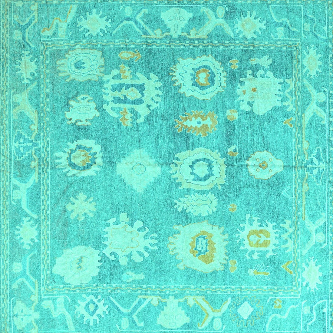 Ahgly Company Indoor Square Abstract Turquoise Blue Modern Area Rugs, 7 ...