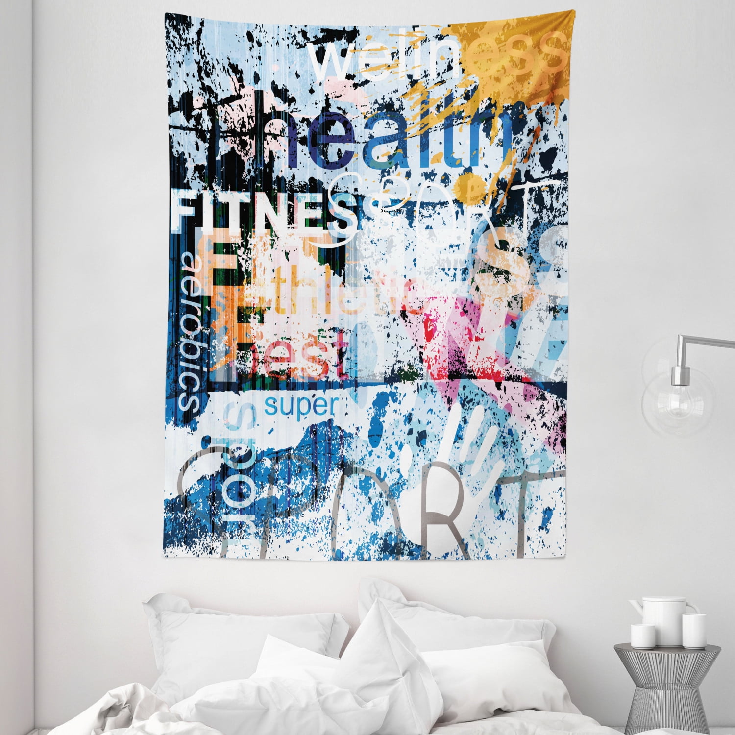 Fitness Tapestry, Health Wellness Aerobics Sports Words Illustration on ...