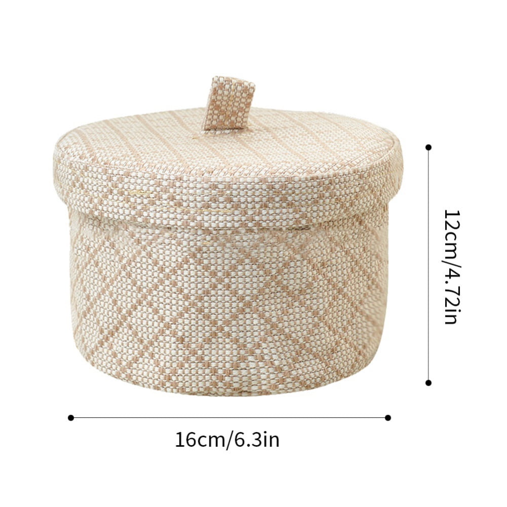 Natural Cotton Rope Lidded Basket with Genuine Leather Tabs and Handles ...