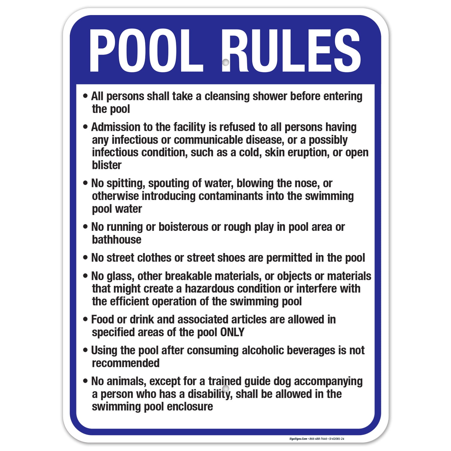 Michigan Pool Rules Sign, Complies With State Of Michigan Pool Safety ...