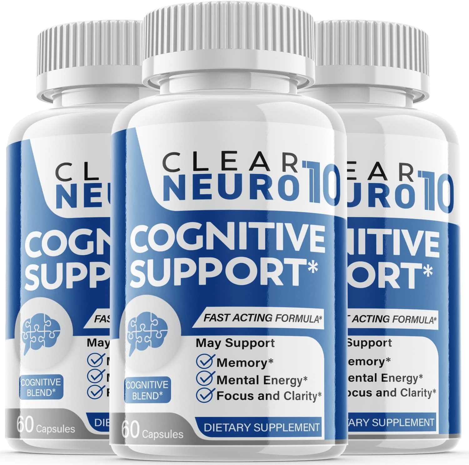 (3 Pack) Clear Neuro 10 - Nootropic Memory Booster Dietary Supplement ...