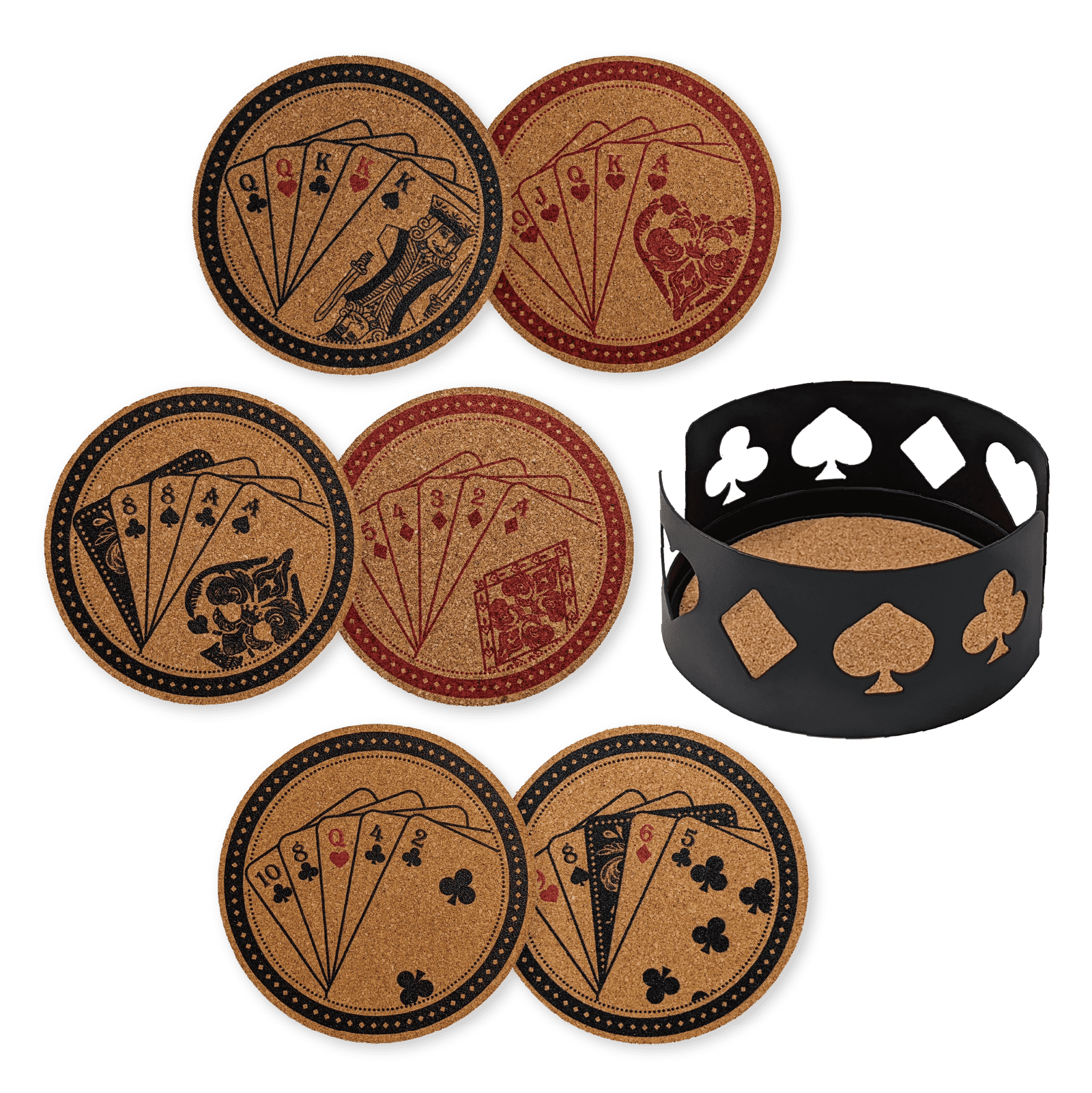 Mango Steam Set of Six Poker Card Cork Coasters with Decorative Coaster ...