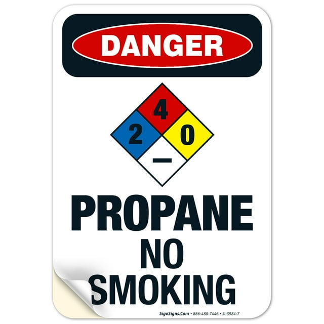 Propane No Smoking Sign, OSHA Danger Sign, - Walmart.com