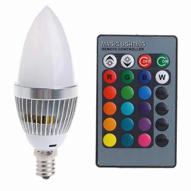 3W Smart E14 RGB LED Colorful Change Color Bulb with 24 Candle Remote ...