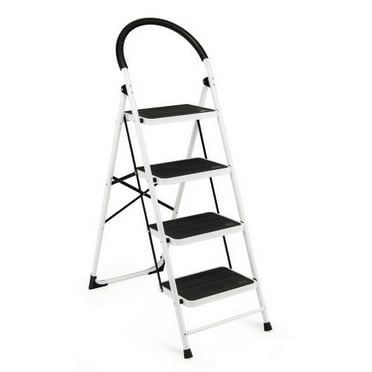 Goplus Folding Step Ladder Portable 4 Step Ladder with Safety Handrails ...