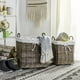 Safavieh Amari Rattan Square Hamper Baskets with Wheels, Two-in-One ...