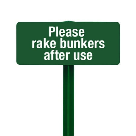 EverMark SSKT23-05 Please Rake Bunkers After Use Sign with Hunter Green ...