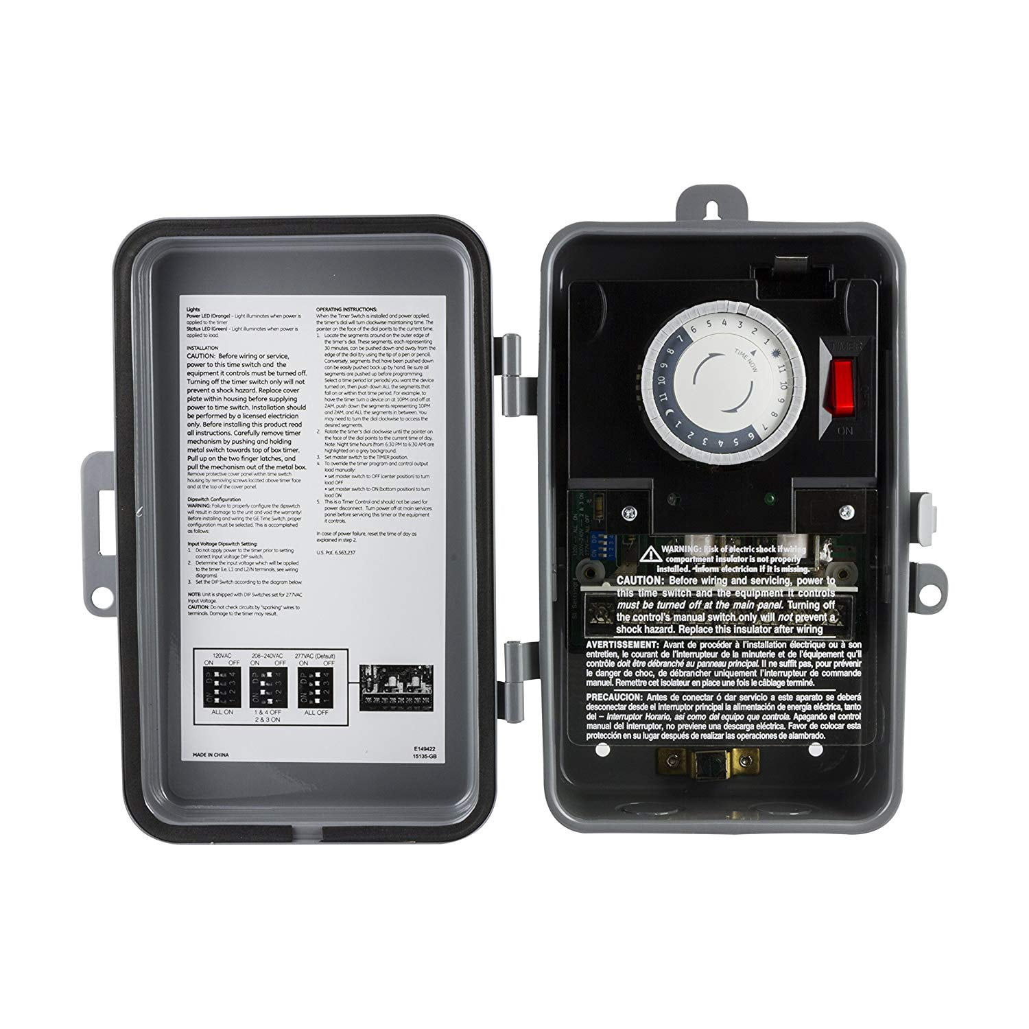 Jasco Products 15135 Mechanical Box Timer Switch, Indoor/Outdoor, Gray ...