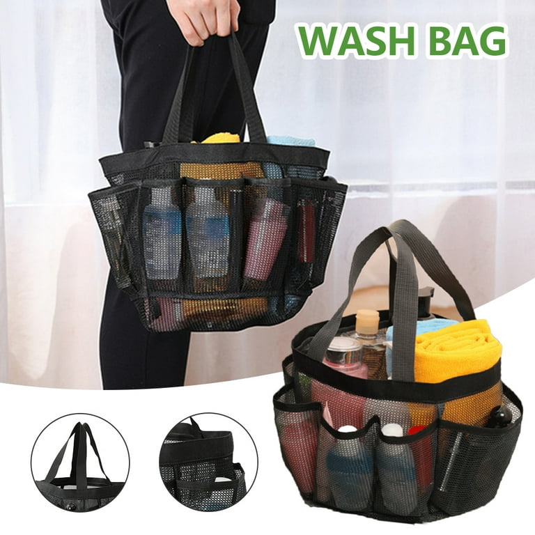 Miuline Mesh Shower Caddy Quick Dry Tote Bag 9 Pockets Hanging Portable Toiletry Bag For College Dorms Gym