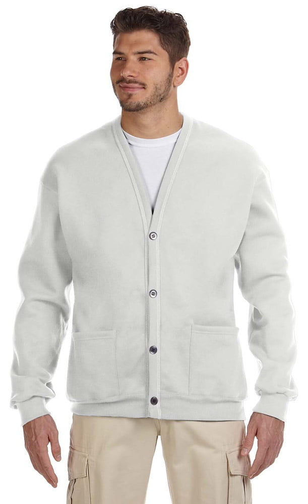 Jerzees Men's Fleece Cardigan Sweater - 773M - Large / X-Large - Ash ...