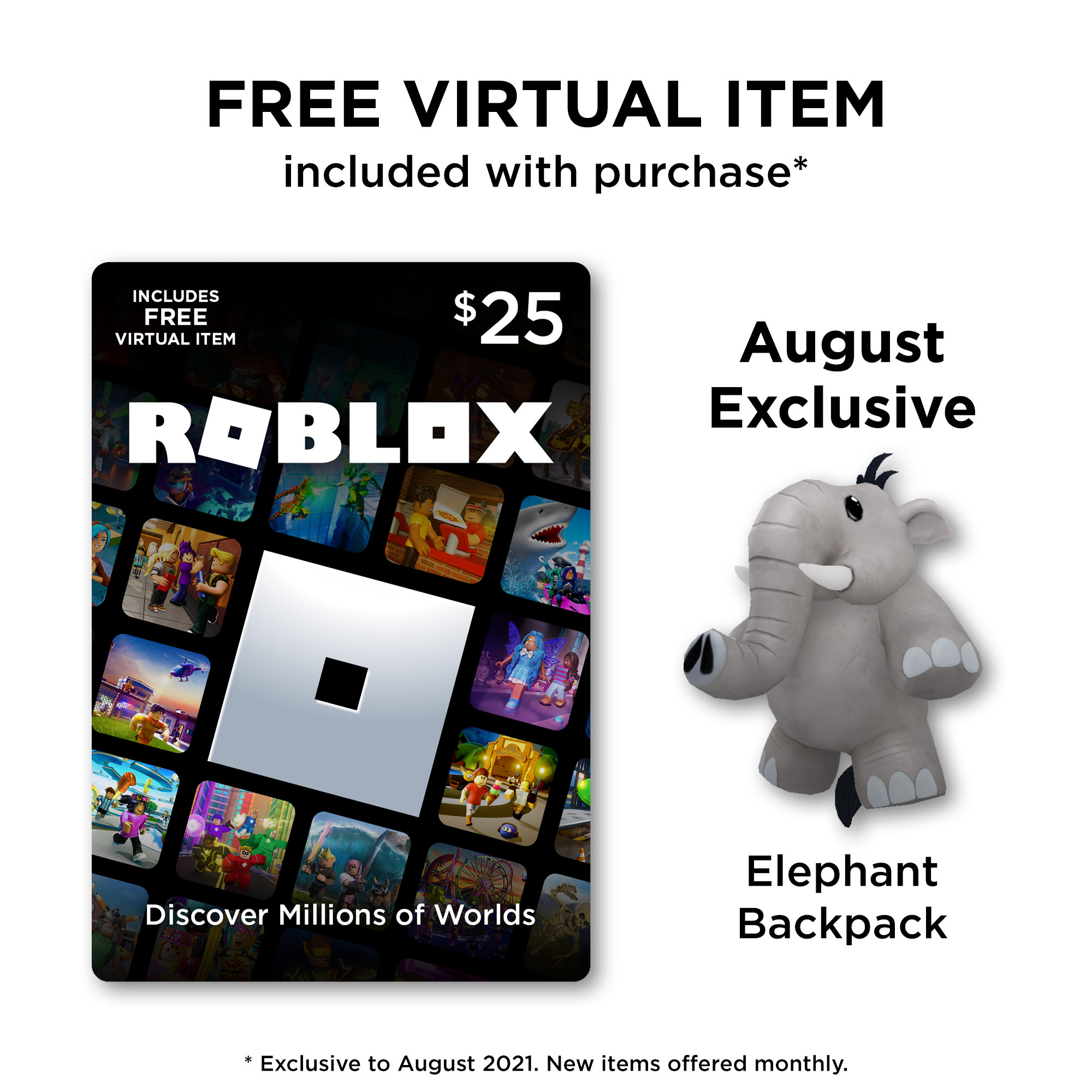 Roblox 25 Digital Gift Card Includes Exclusive Virtual Item Digital