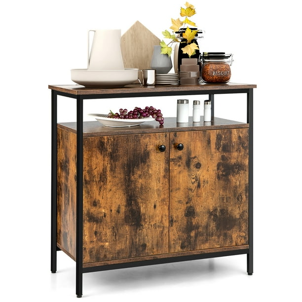 Costway Industrial 2-Door Buffet Sideboard Kitchen Cupboard Storage ...