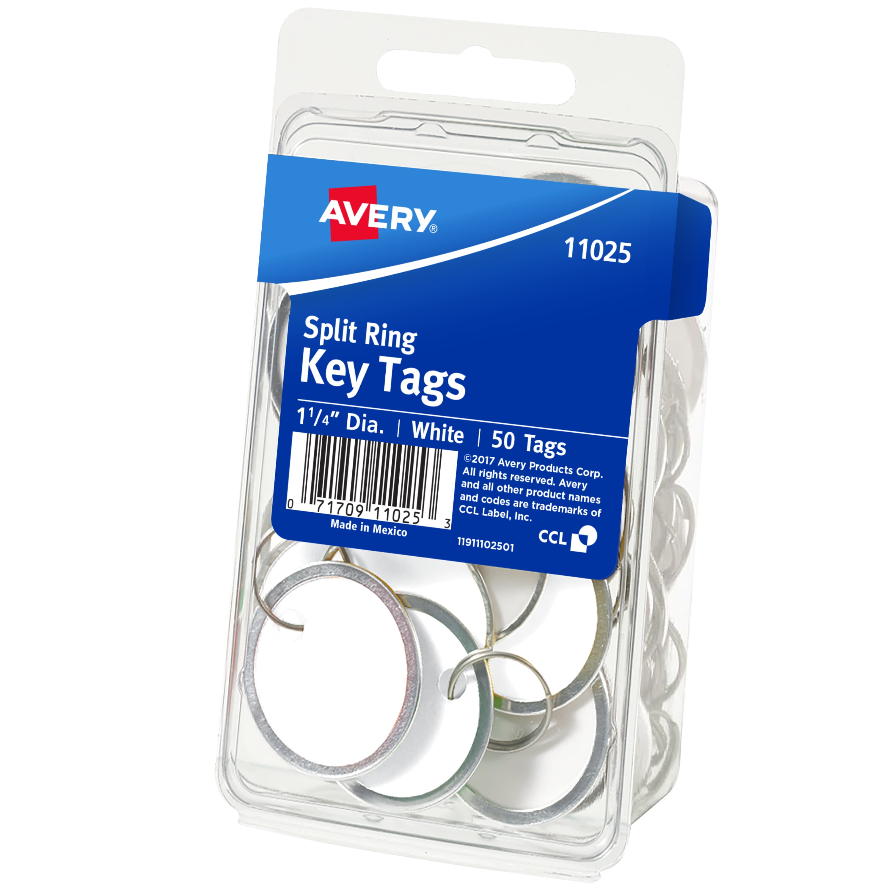 Avery 1-1/4" Metal Rim Key Tags, Split Ring, White, 50 Tags (11025 ...