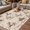 Abstract Cowboy Horse Outdoor Rug, Vintage Beige Background Western Non ...