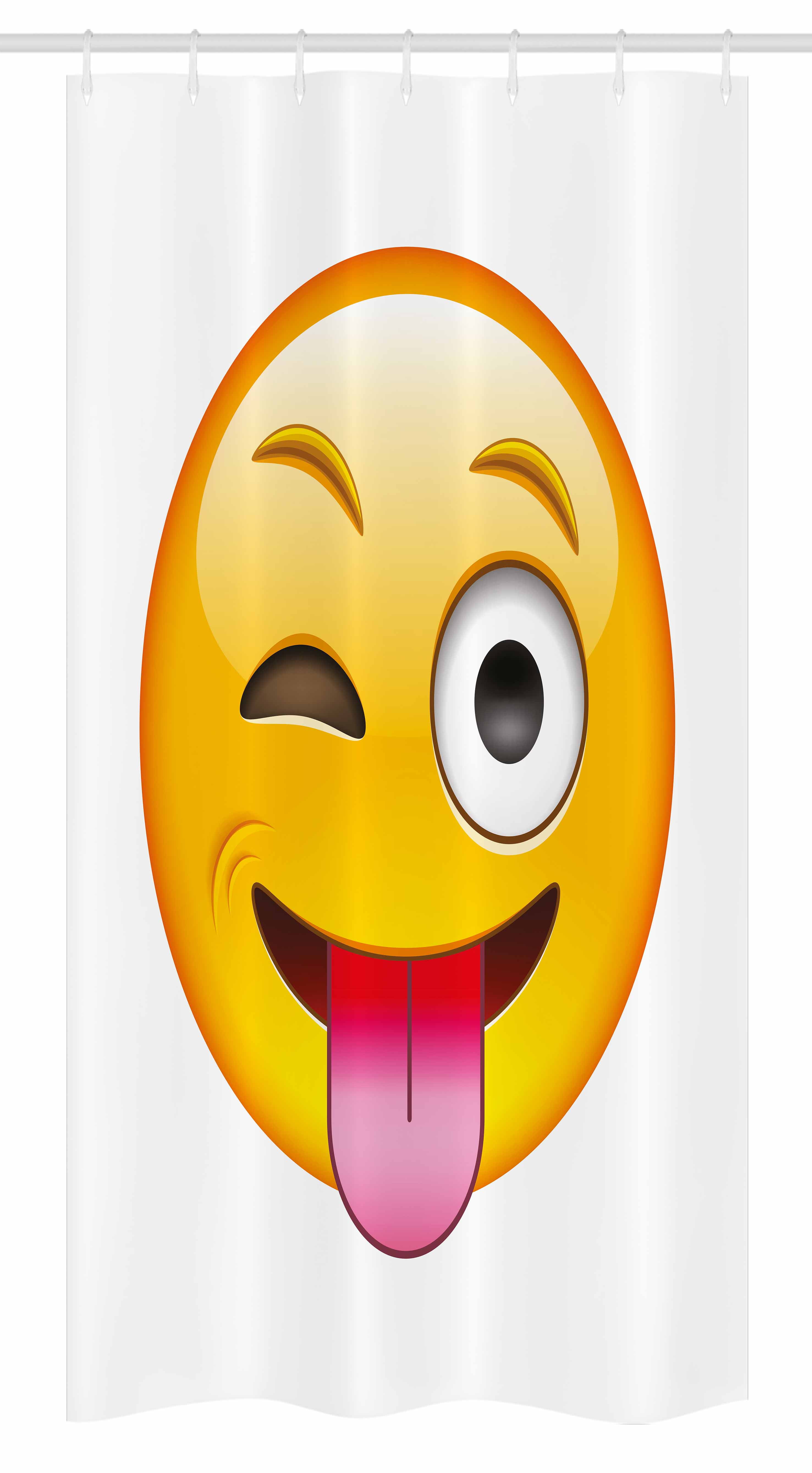 Emoji Stall Shower Curtain, Cartoon like Technologic Smiley Flirty ...