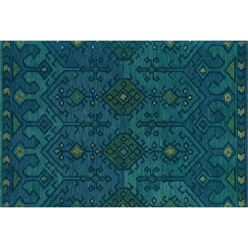 Loloi Gemology 3'6" x 5'6" Hand Made Wool Rug in Green and Teal ...