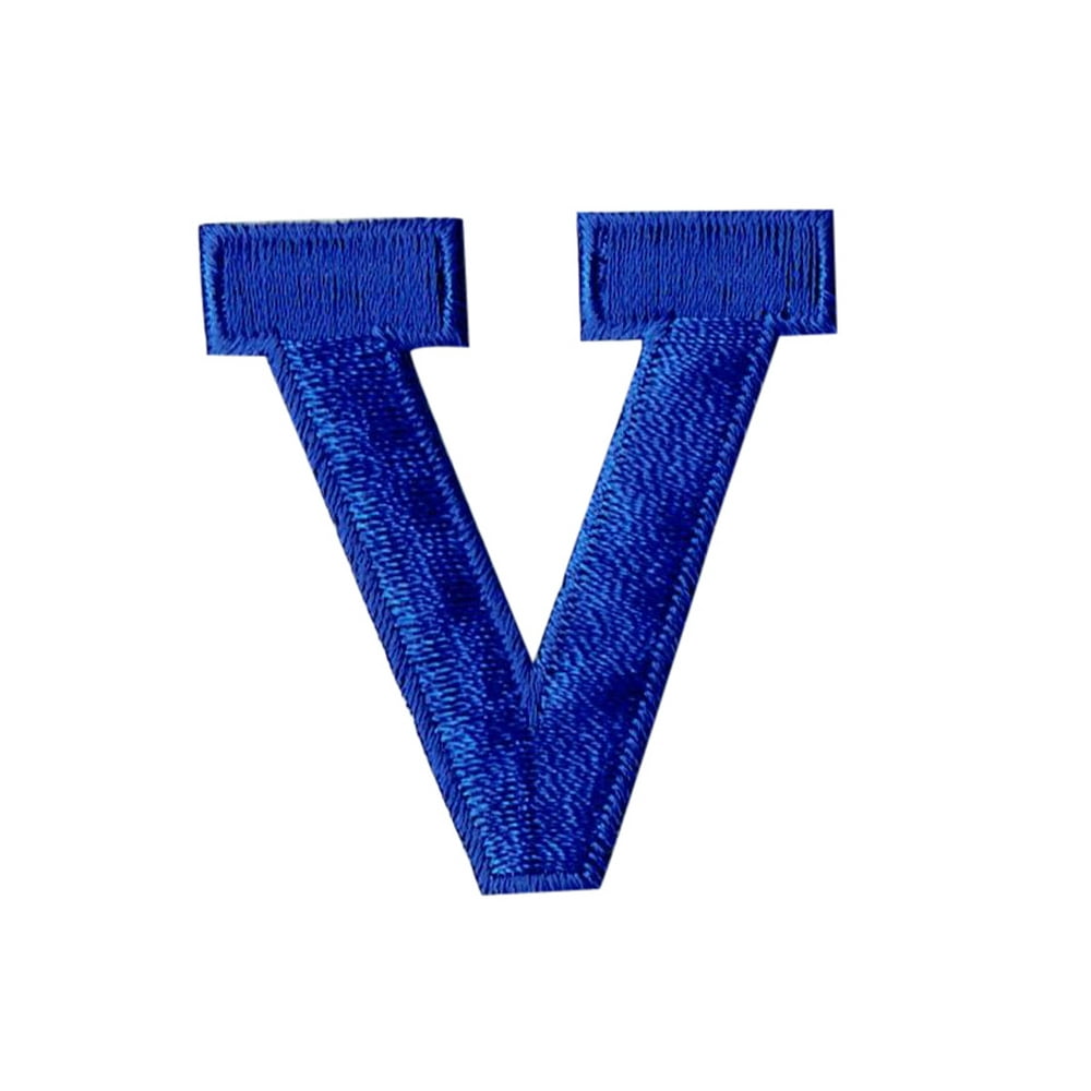 Alphabet Letter - V - Color Royal Blue - 2" Block Style - Iron On ...
