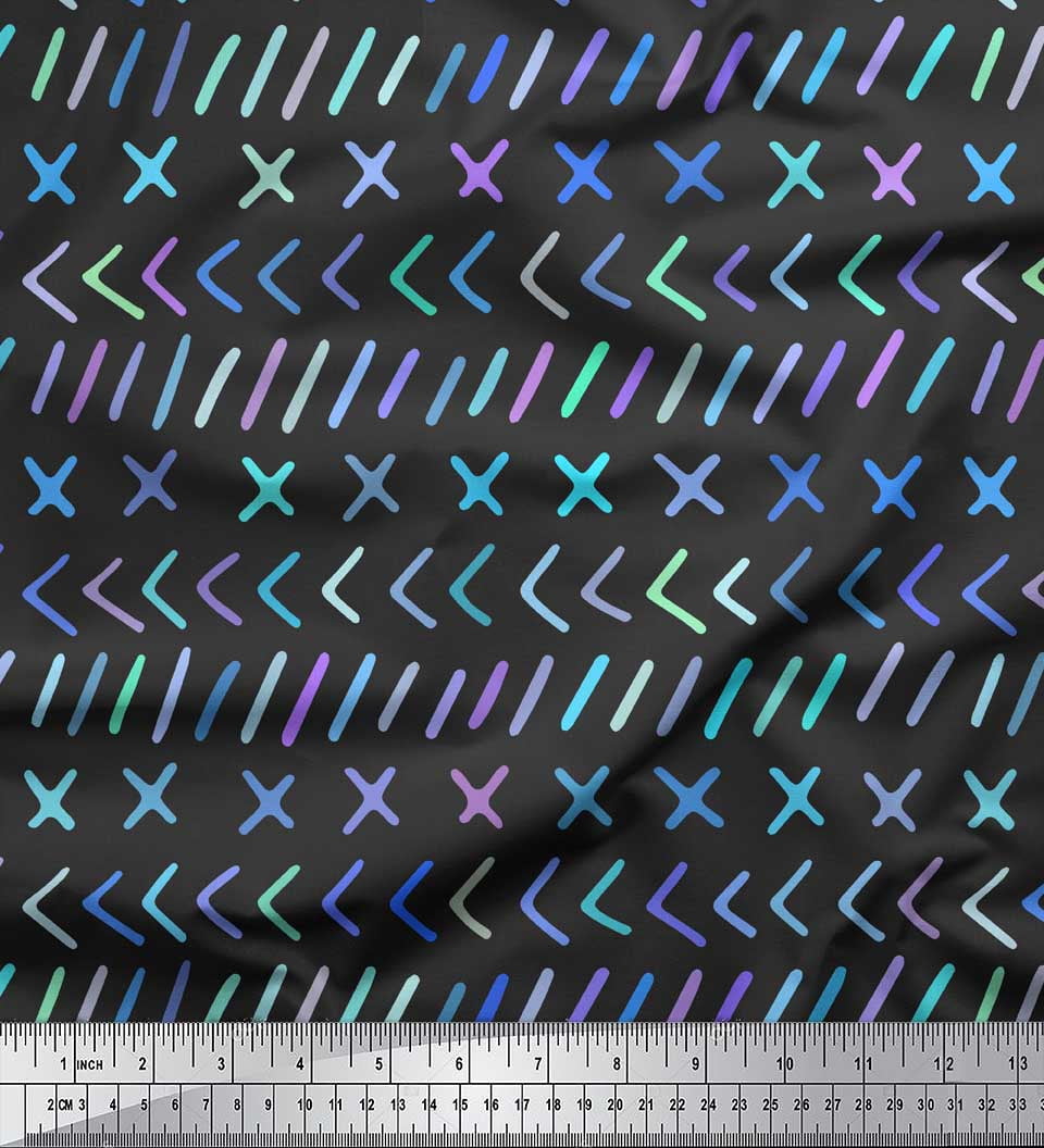 Soimoi Gray polyester Crepe Fabric Mathematical Symbol Print Fabric by ...