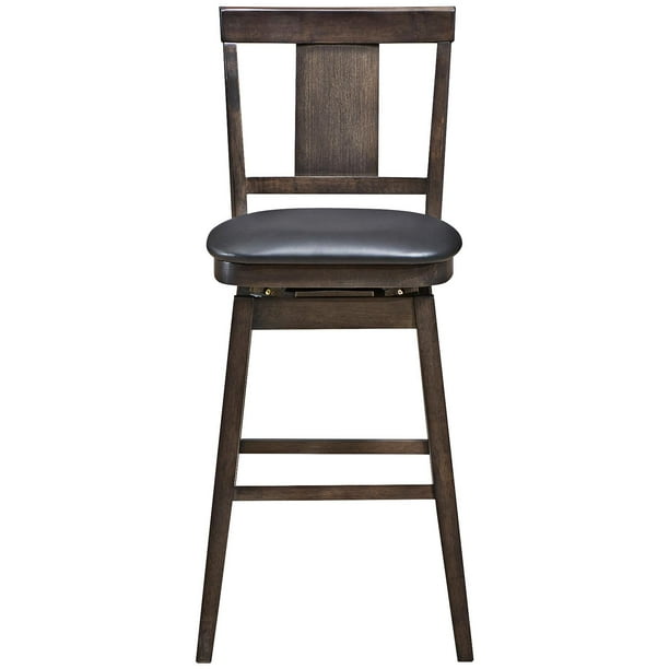 Giantex 29 inch Bar Stools, Wooden Counter Leather Padded Seat w/360 ...