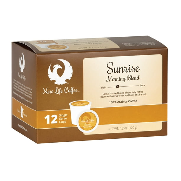 New Life Coffee Sunrise: Morning Blend Single Serve Cups, 12 ct. Box ...