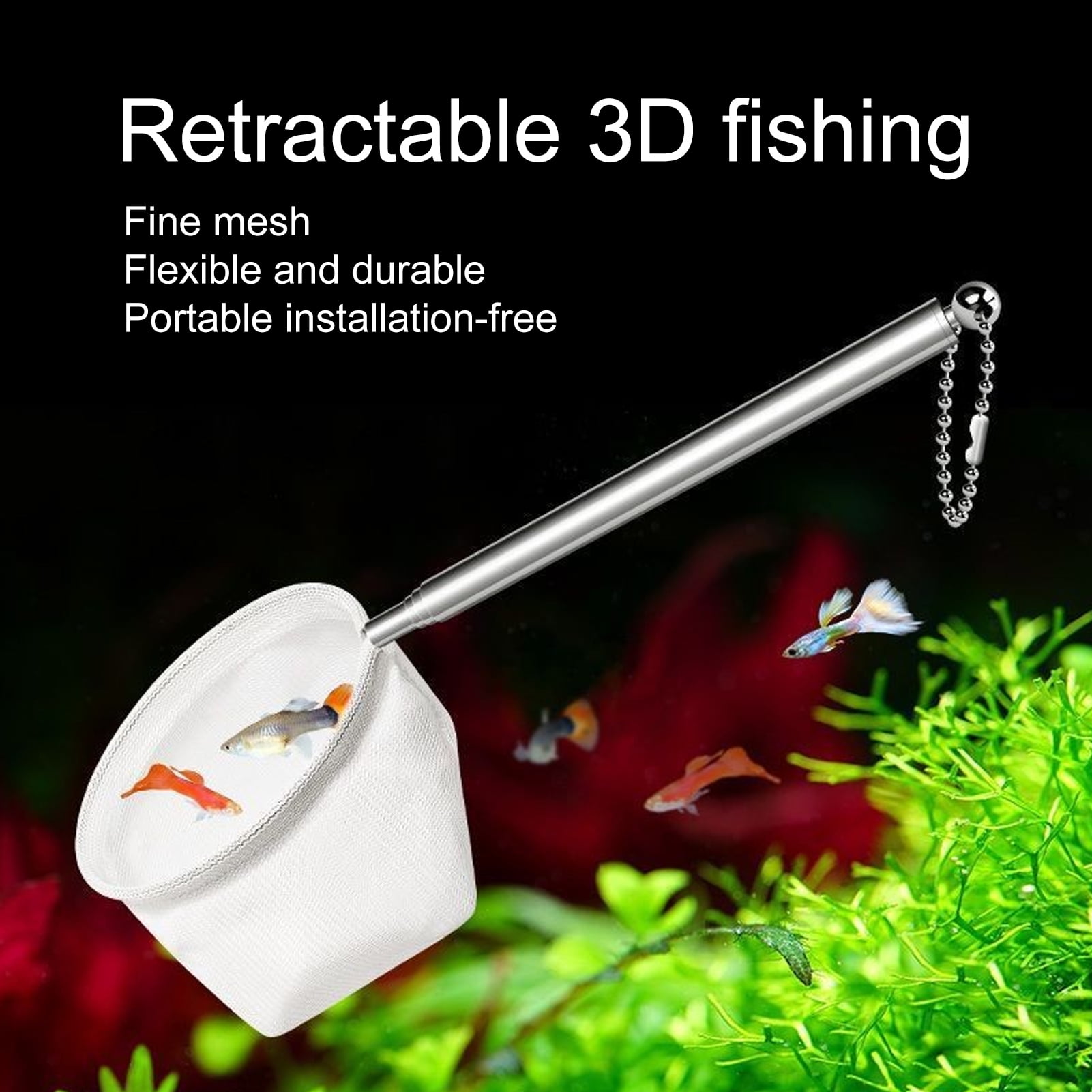 rygai Fishing Net Aquarium Fishing Mesh Telescopic Long Handle Flexible ...