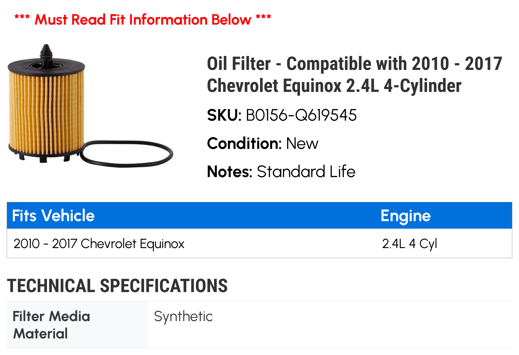 2021 Chevy Equinox Oil Filter Number