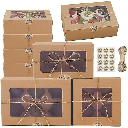 24 Pack Christmas Bakery Box With Inserts And Window Cupcake Boxes ...