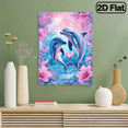 2D flat design, a 500 - piece vertical paper puzzle, "Two Dolphins with ...