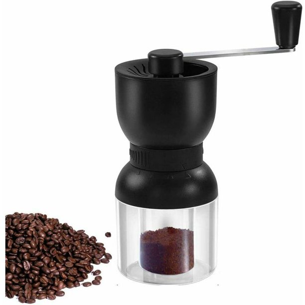 Manual Coffee Grinder (Black), 3 Adjustable Grind Sizes, Anti-Skip Bean ...
