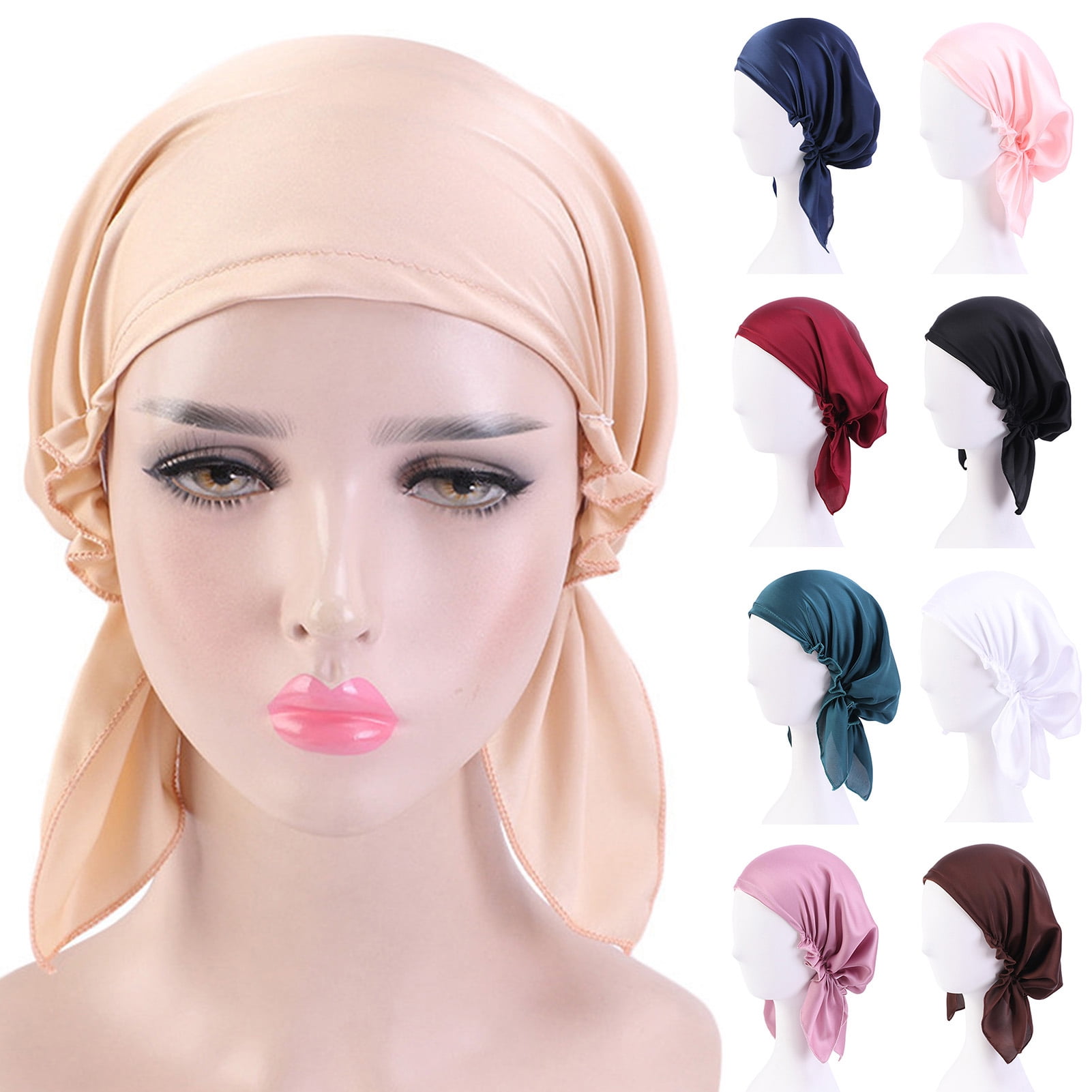 Satin Bonnet Sleep Cap, Silk Bonnet Hair Wrap for Sleeping Women No ...