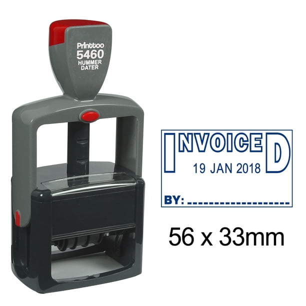 Printtoo With Invoiced By Text Heavy Duty Dater Stamp Self Inking ...