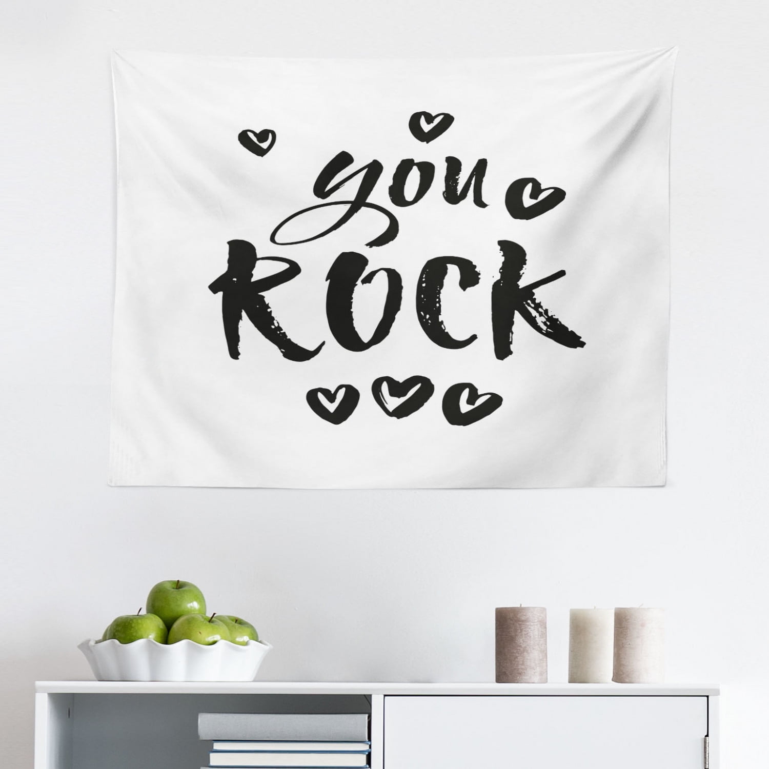 You Rock Tapestry, Cursive Typography on Striped Background, Fabric ...