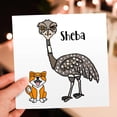 3drose, Cute Funny Sheba Inu Dog and Emu Named Sheba Pun Cartoon, 6 ...