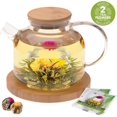 Stovetop Safe Glass Teapot with Bamboo Lid (40oz/1200ml) + Loose Leaf ...