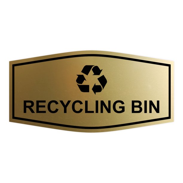 Fancy Recycling bin Sign (Brushed Gold) - Small - Walmart.com
