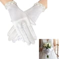 Aellinatey Short Satined Pearls Gloves Elegant Hand Wear Short Gloves ...