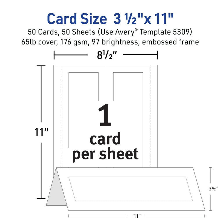 Large Tent Card Template Avery Large Tent Cards (50 Cards) Embossed