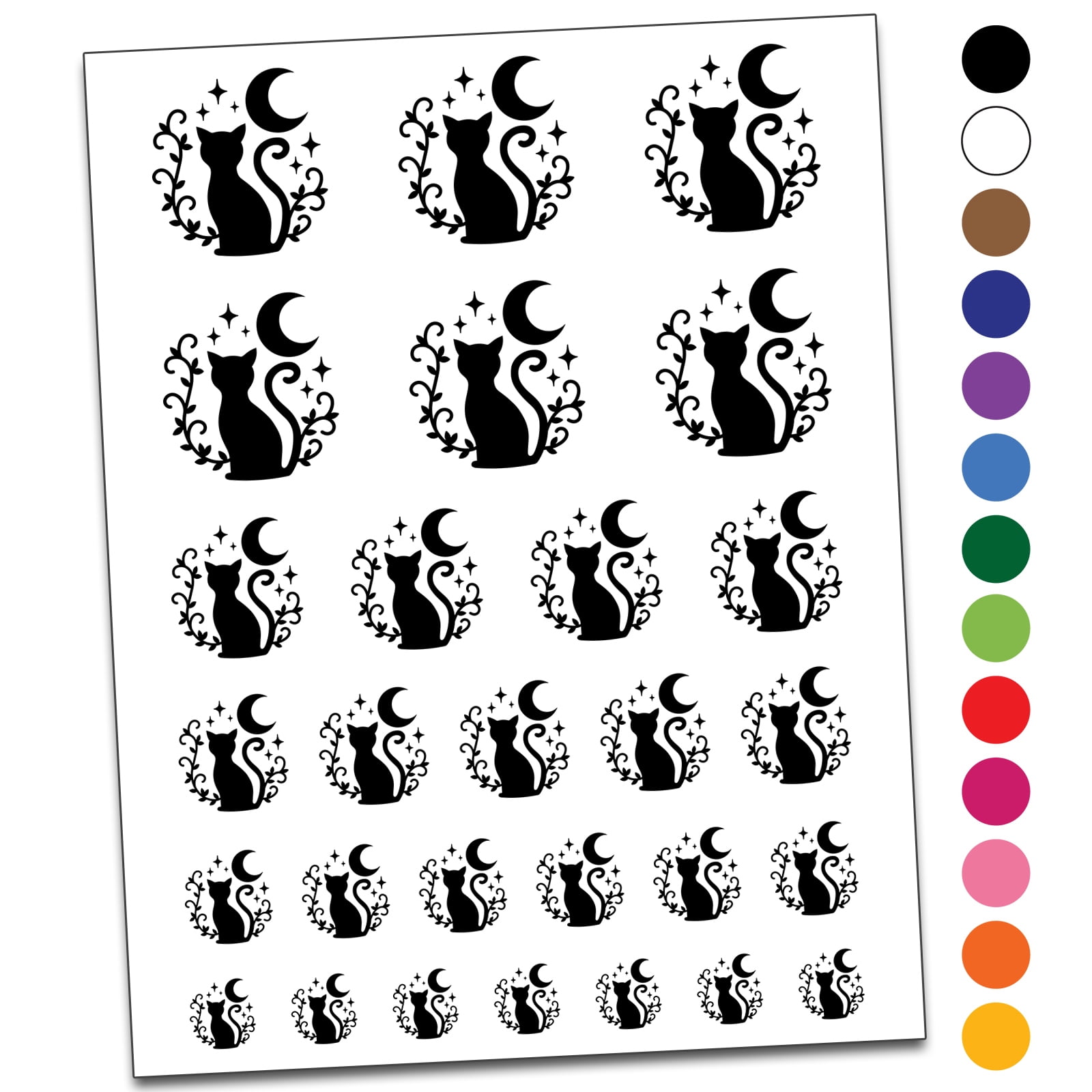 Cat Moon Stars Water Resistant Temporary Tattoo Set Fake Body Art ...