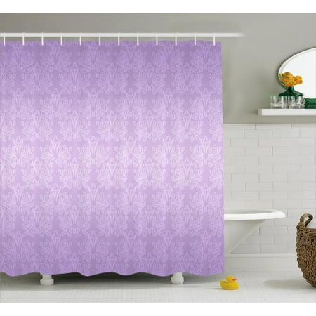 Lilac Shower Curtain, Monochromatic Pattern with Baroque Swirl Motifs ...