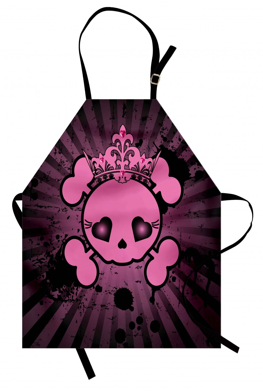 Skull Apron Cute Skull Illustration with Crown Dark Grunge Style Teen ...
