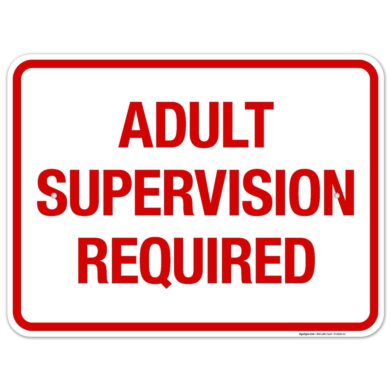Adult Supervision Required Sign, Pool Sign, (SI-6630) - Walmart.com