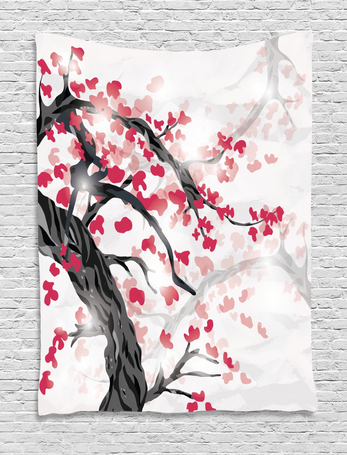 Cherry Blossom Tapestry, Twisted Trunk of Cherry Tree with Blooms in ...