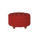 HomePop Tufted Round Cocktail Storage Ottoman, Red Textured Fabric ...