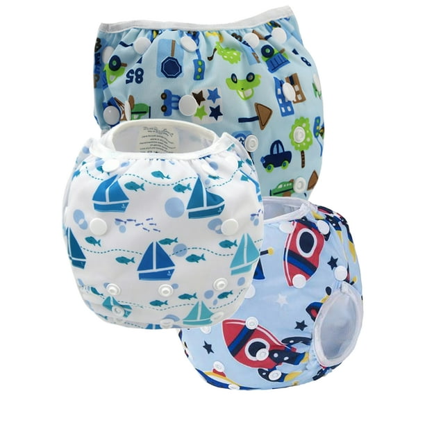 Leakproof Reusable Swim Diapers, 3 Pack Variety Bundle, 0 to 2 Years ...