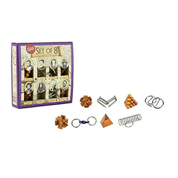Great Brain Teaser Puzzle Set - 8 Piece - 4 X Wooden Brain Teaser ...
