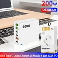 200W USB C Charger, Multi Port Fast Charging Adapter with PD 3.1A for ...
