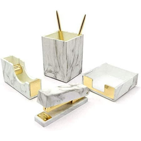 Multibey Marble Desk Organizers Office Supplies Set, 6 in 1 Stationery ...