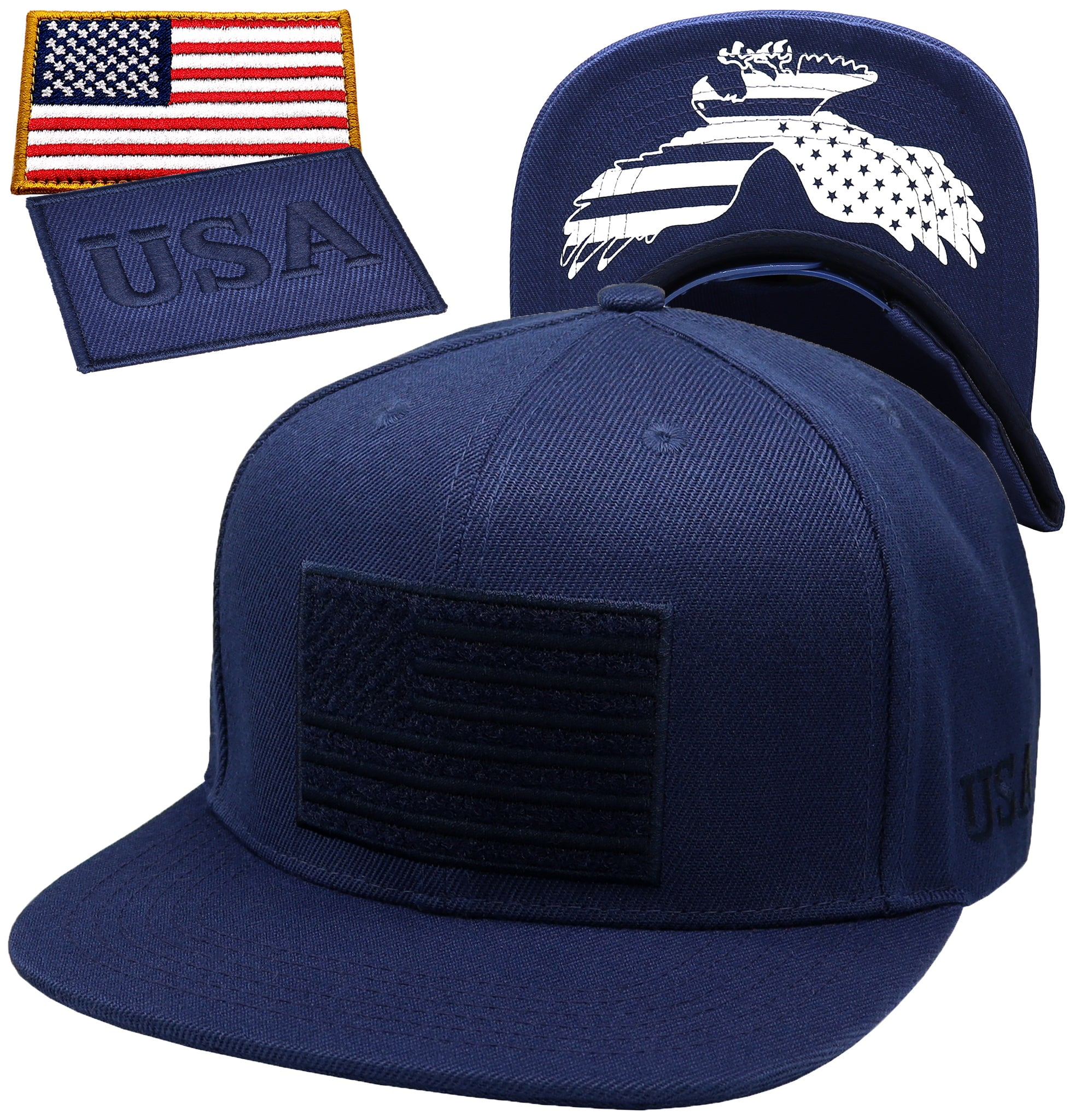 Antourage American Flag Flat Visor Constructed Snapback Hat + 2 ...