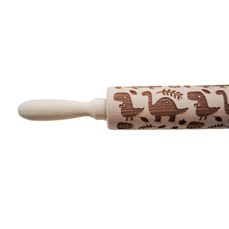 Dinosaur Pattern Rolling Pin, Wooden Laser Engraved Rolling Pin ...
