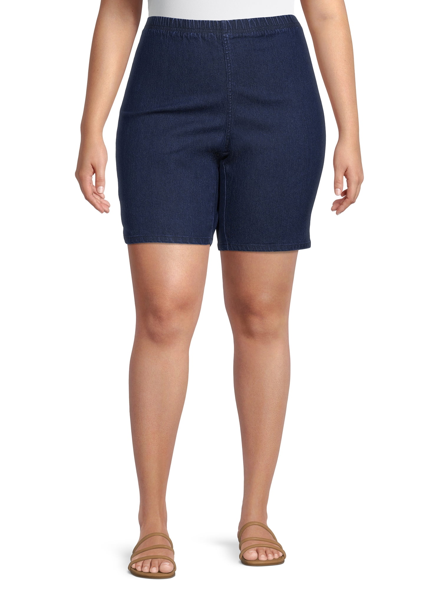 Just My Size Women's Plus Elastic Waist Stretch Bermuda Shorts ...